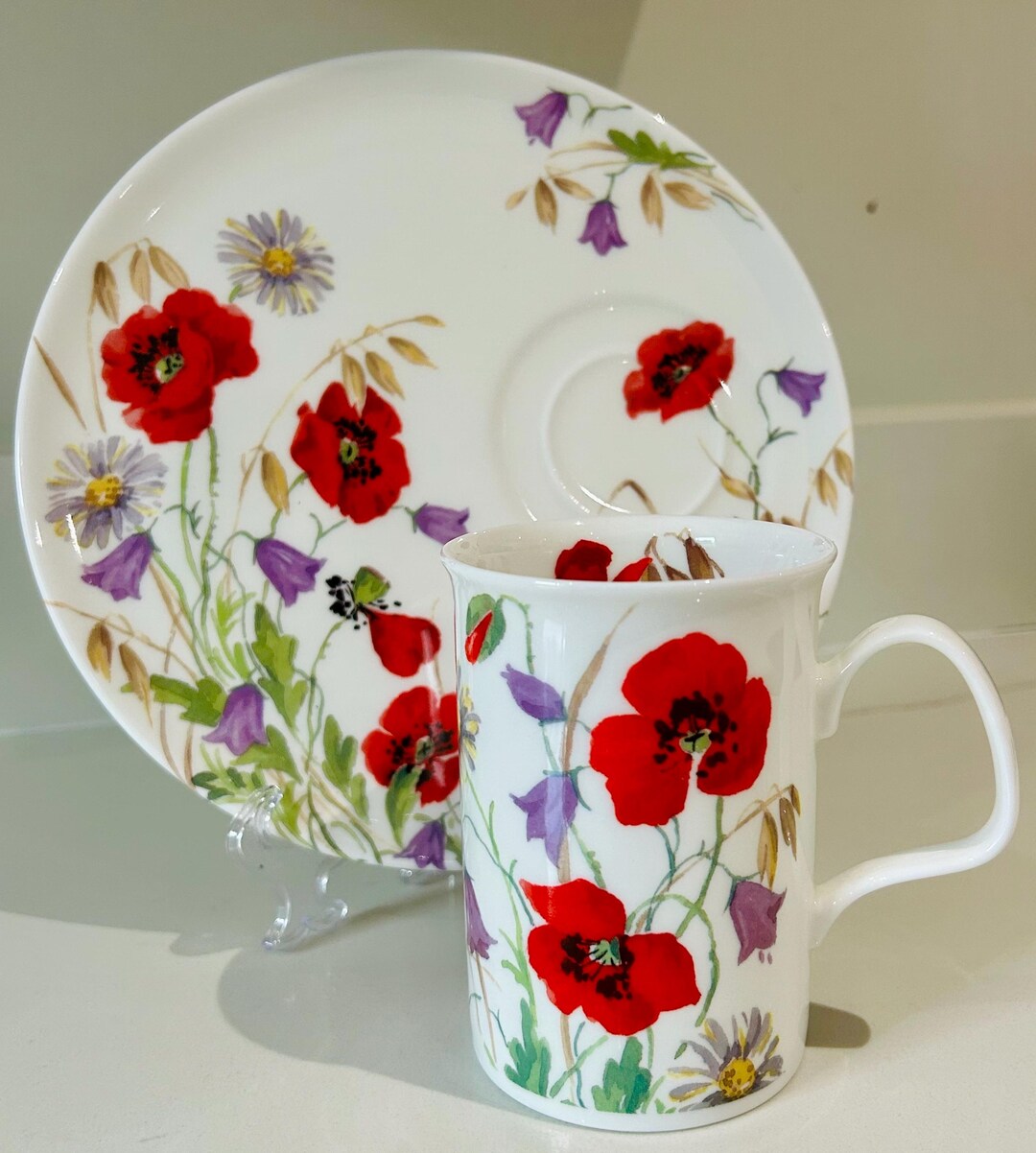 Roy Kirkham English Meadow Poppy Tea Set - Bright Red Floral Design - Etsy