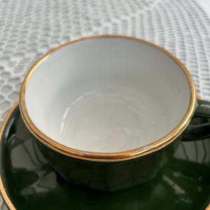 Apilco TEA CUP SET Green & Gold Vintage French Porcelain 1st Quality ...