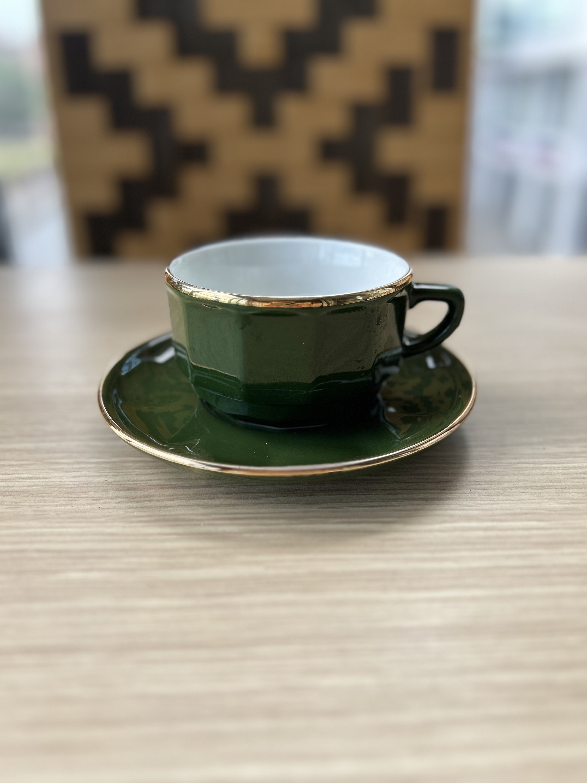 Apilco TEA CUP SET Green & Gold Vintage French Porcelain 1st Quality ...