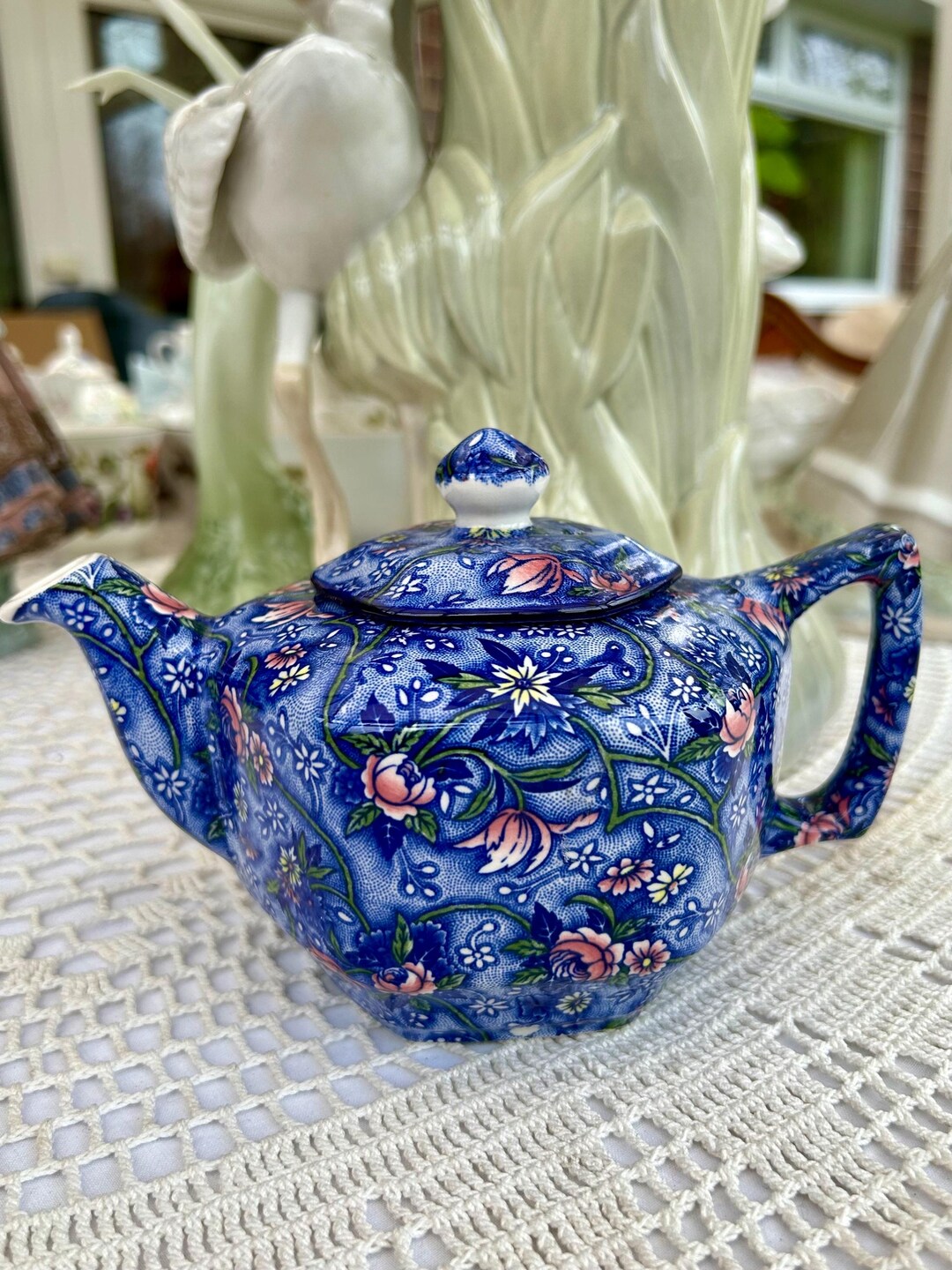 Ringtons Chintz Teapot by Wade Ceramics - Blue Floral Tea Pot - Etsy