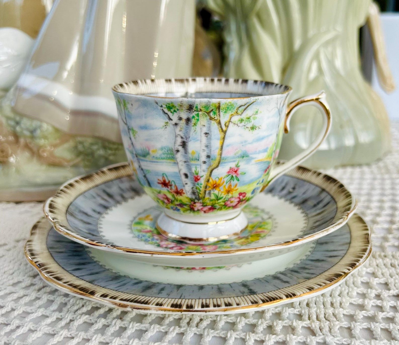 Royal Albert Silver Birch Tea Cup Trio: 1930s Bone China - Etsy