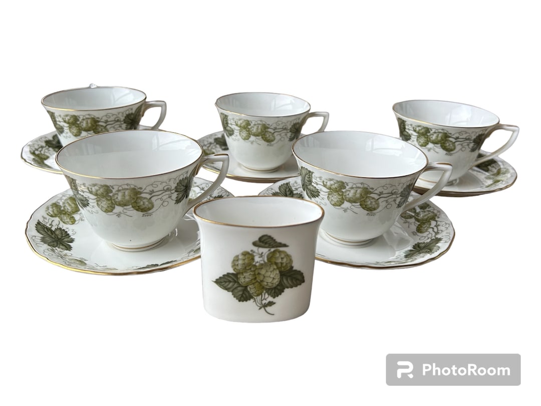 Royal Worcester Mathon Tea Cup Duo: Fine Bone China With Green Hops - Etsy