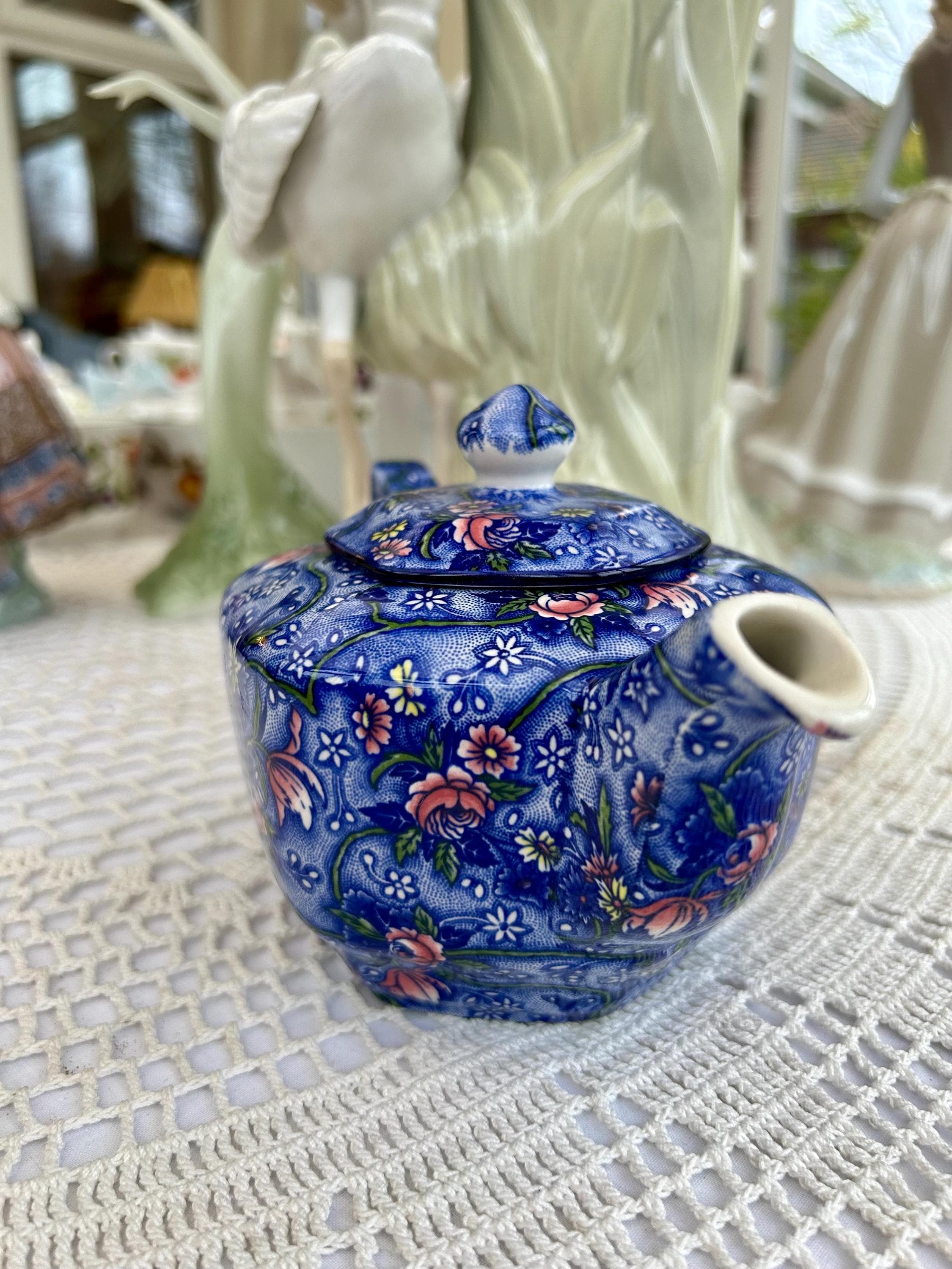 Ringtons Chintz Teapot by Wade Ceramics - Blue Floral Tea Pot - Etsy