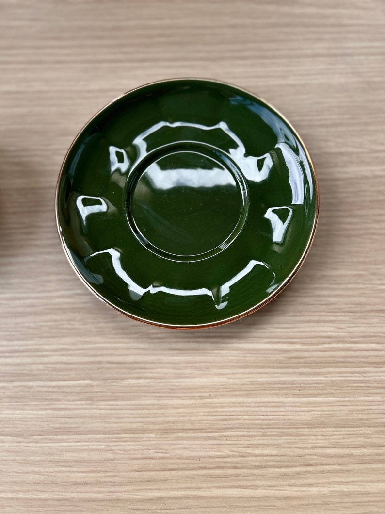 Apilco TEA CUP SET Green & Gold Vintage French Porcelain 1st Quality ...