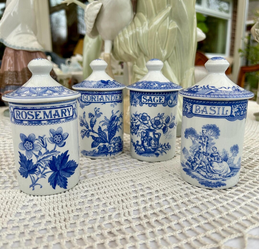 Spode Collection - Spice Jars Coriander , Sage, Basil, Rosemary ...