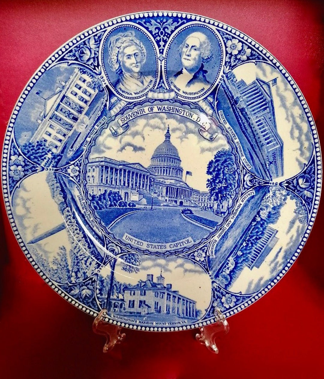 The Washington Plate, Vintage From 1940s - Old English Staffordshire ...
