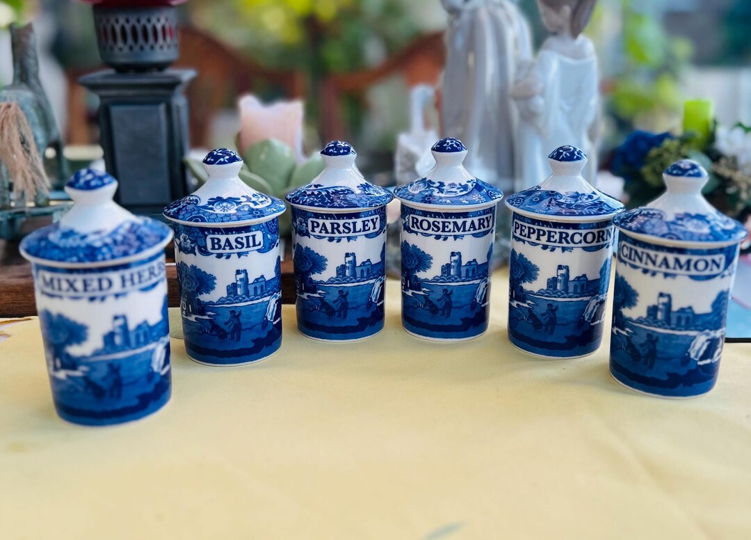 Spode Spice Jars - Herbs, Peppercorn, Parsley, Basil, Rosemary ...