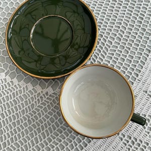 Apilco TEA CUP SET Green & Gold Vintage French Porcelain 1st Quality ...