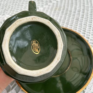 Apilco TEA CUP SET Green & Gold Vintage French Porcelain 1st Quality ...
