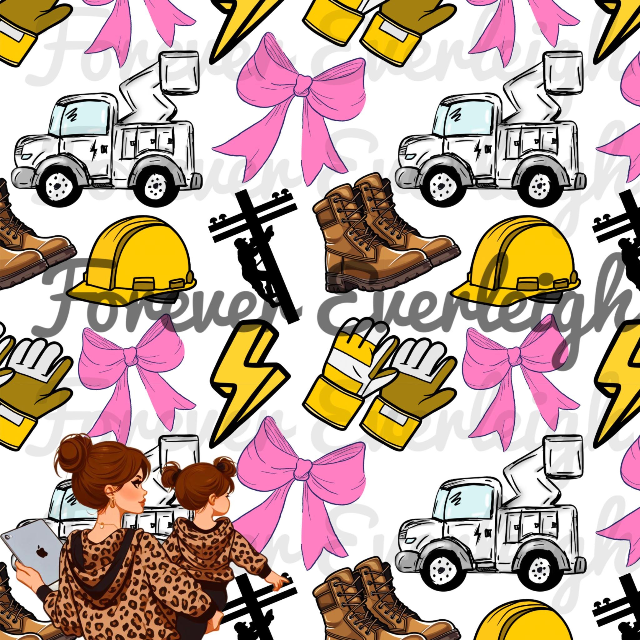 Lineman Seamless File | Lineman Fabric Pattern | Blue Collar Seamless ...