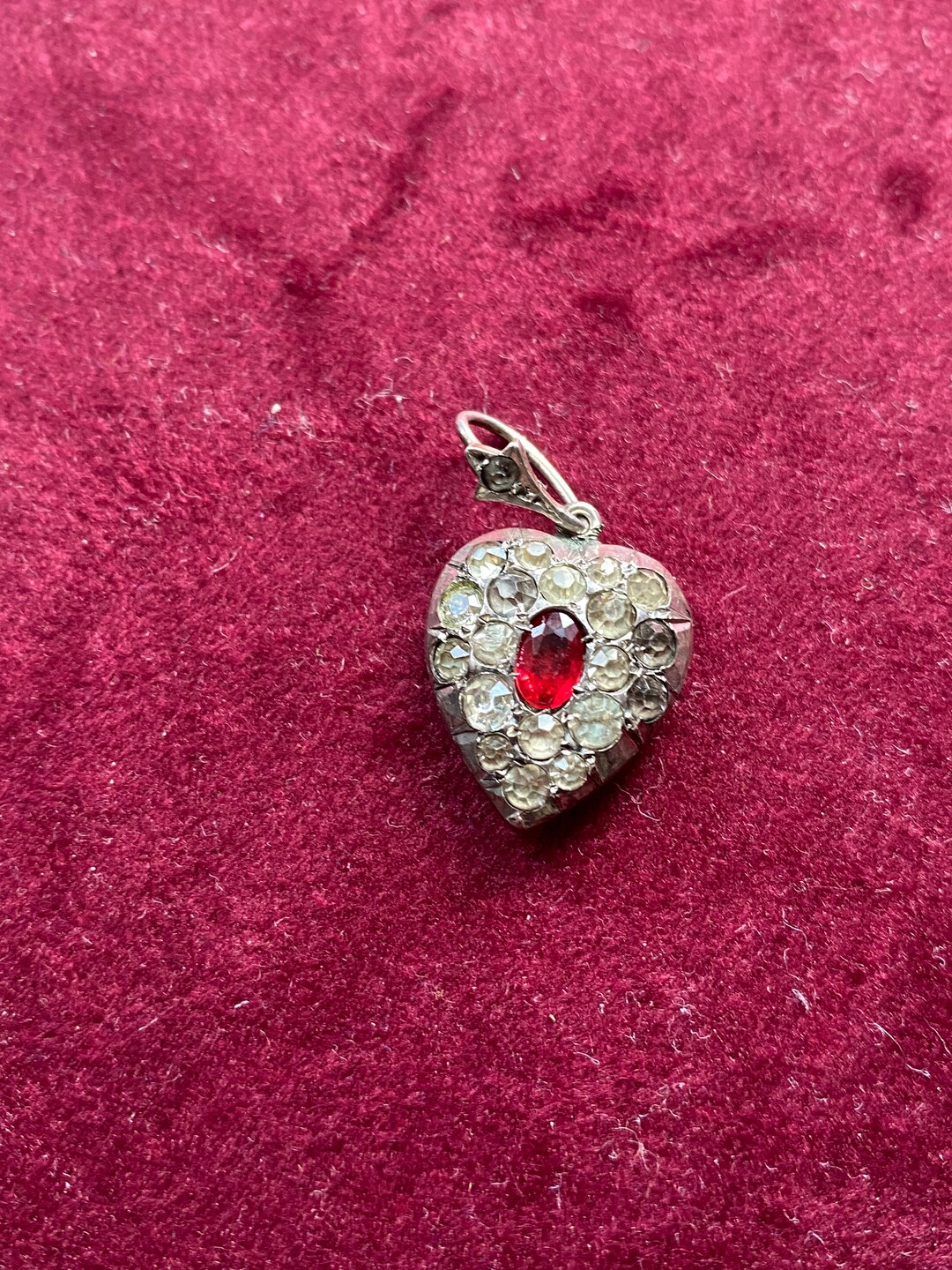 Antique Puff Heart Paste Pendant Charm Very Rare - Etsy