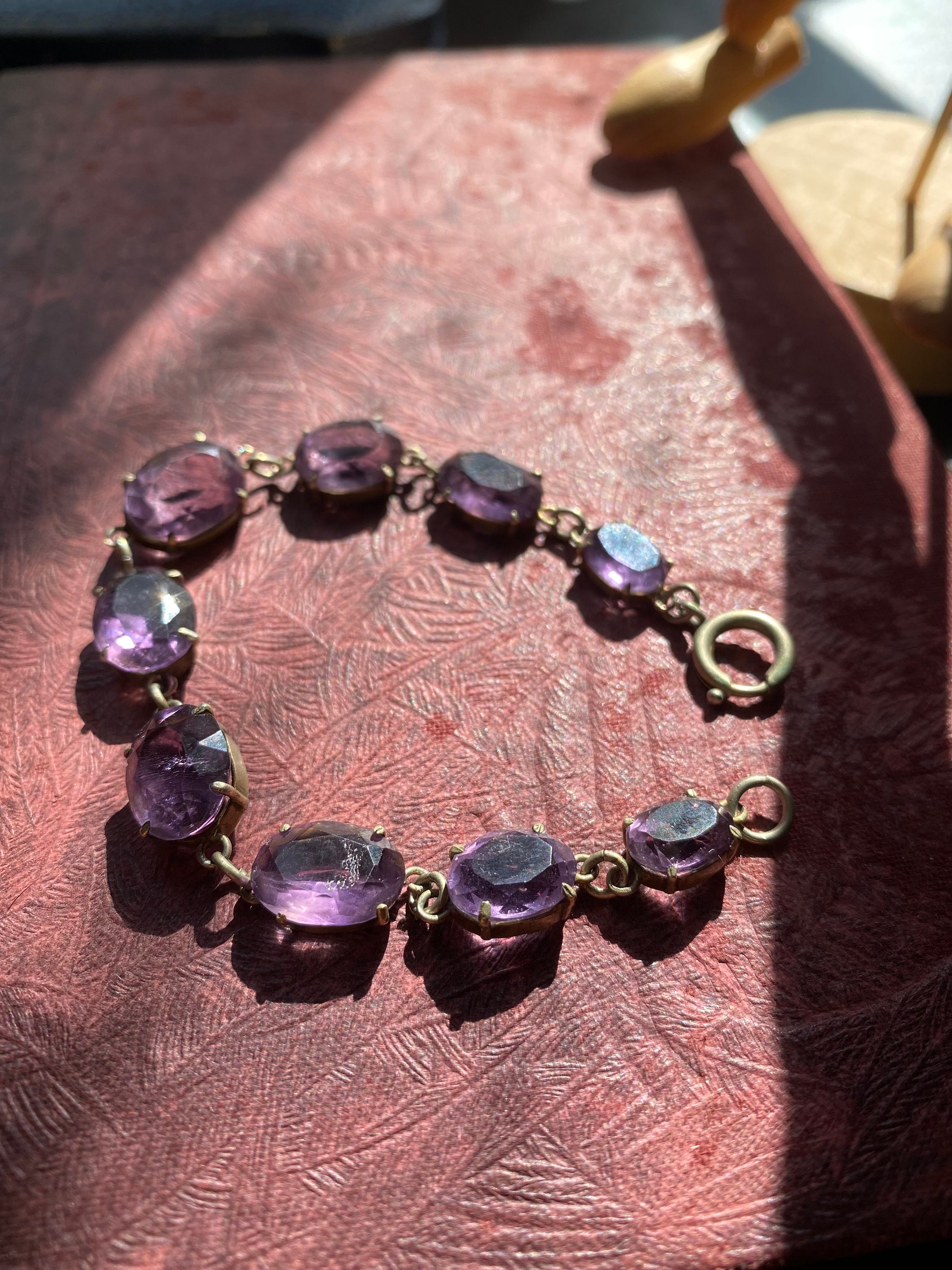 Amethyst Paste Antique Open Back Bracelet - Etsy