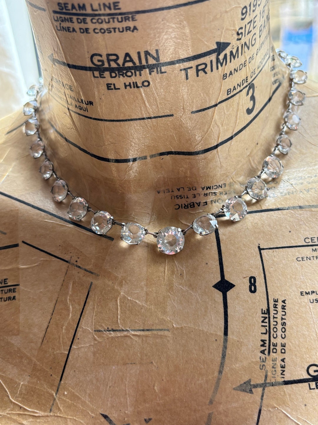 Antique Art Deco Riviere Paste Crystal Glass Open Back Necklace - Etsy