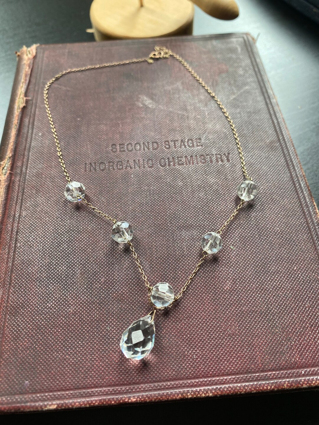 Antique Art Deco 9ct Mark Crystal Glass Necklace - Etsy