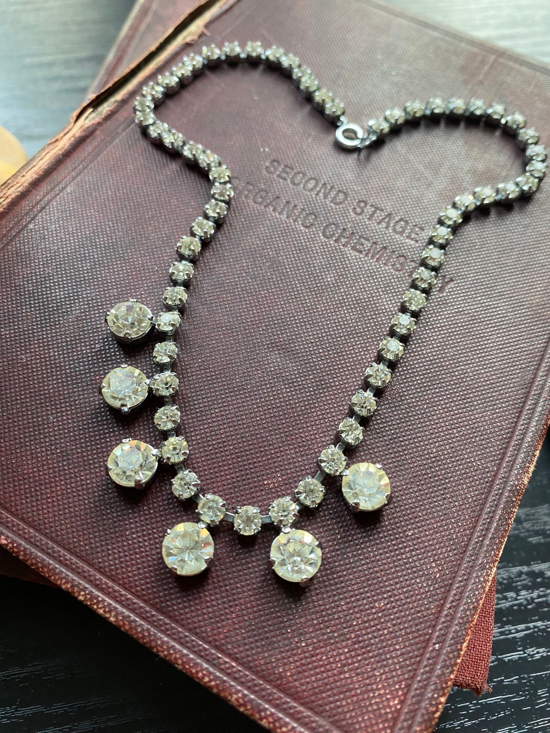 Vintage Rhinestones Art Deco Necklace Sparkling - Etsy