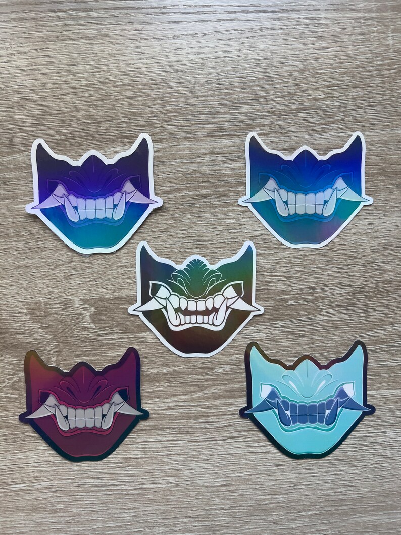 Holographic Half Oni Mask - Etsy