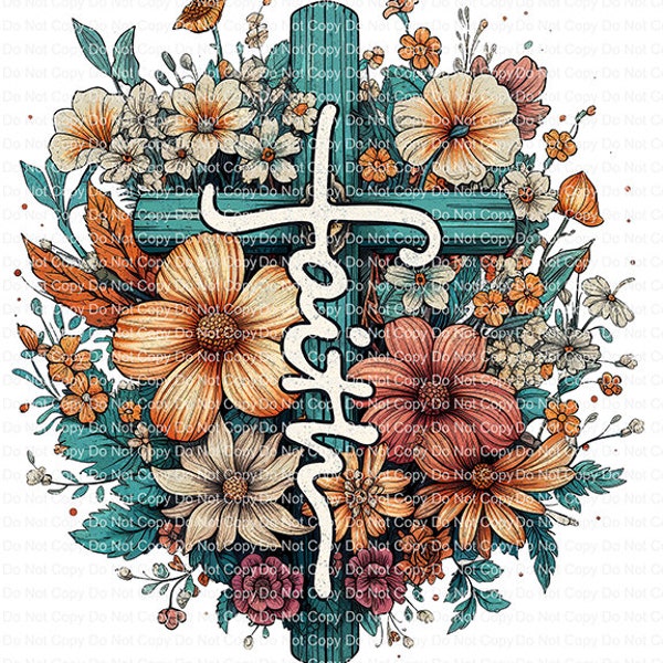 Faith Cross With Flowers Faith Ready to Press Sublimation Transfer - Etsy