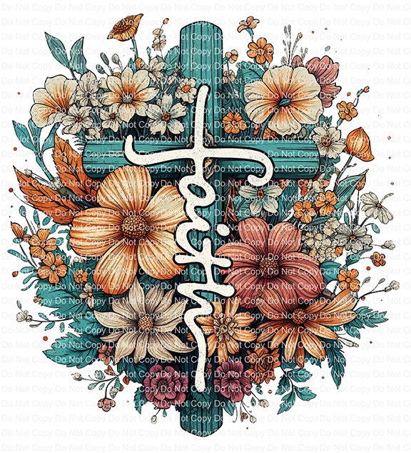 Faith Cross With Flowers Faith Ready to Press Sublimation Transfer - Etsy