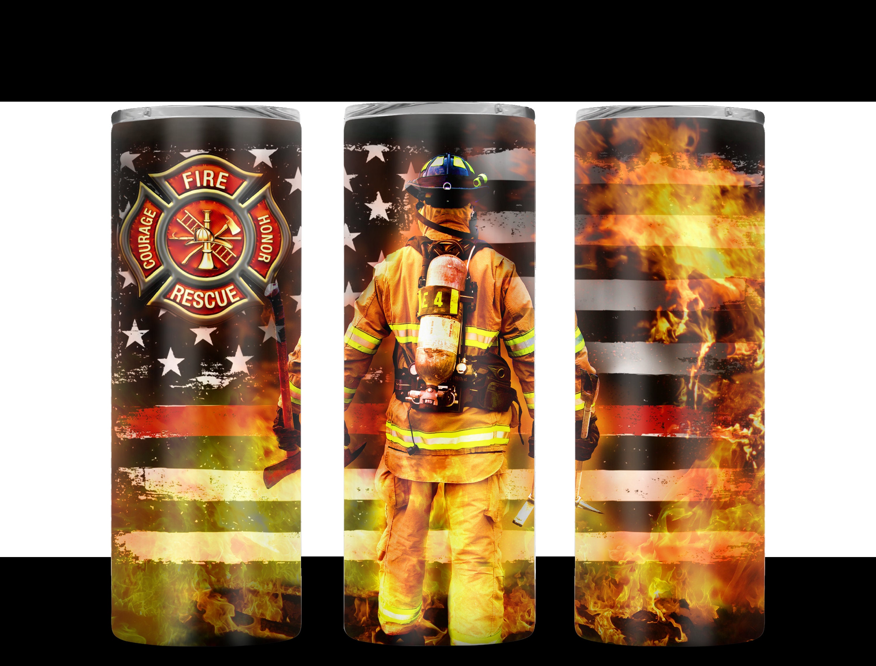 Fireman Firefighter Ready to Press Sublimation Tumbler Transfers Red ...
