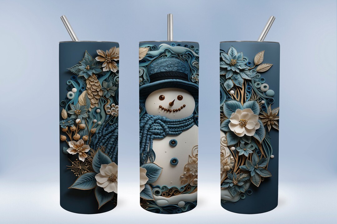 Snowman Ready to Press Sublimation Tumbler Transfers 3D Look Christmas ...