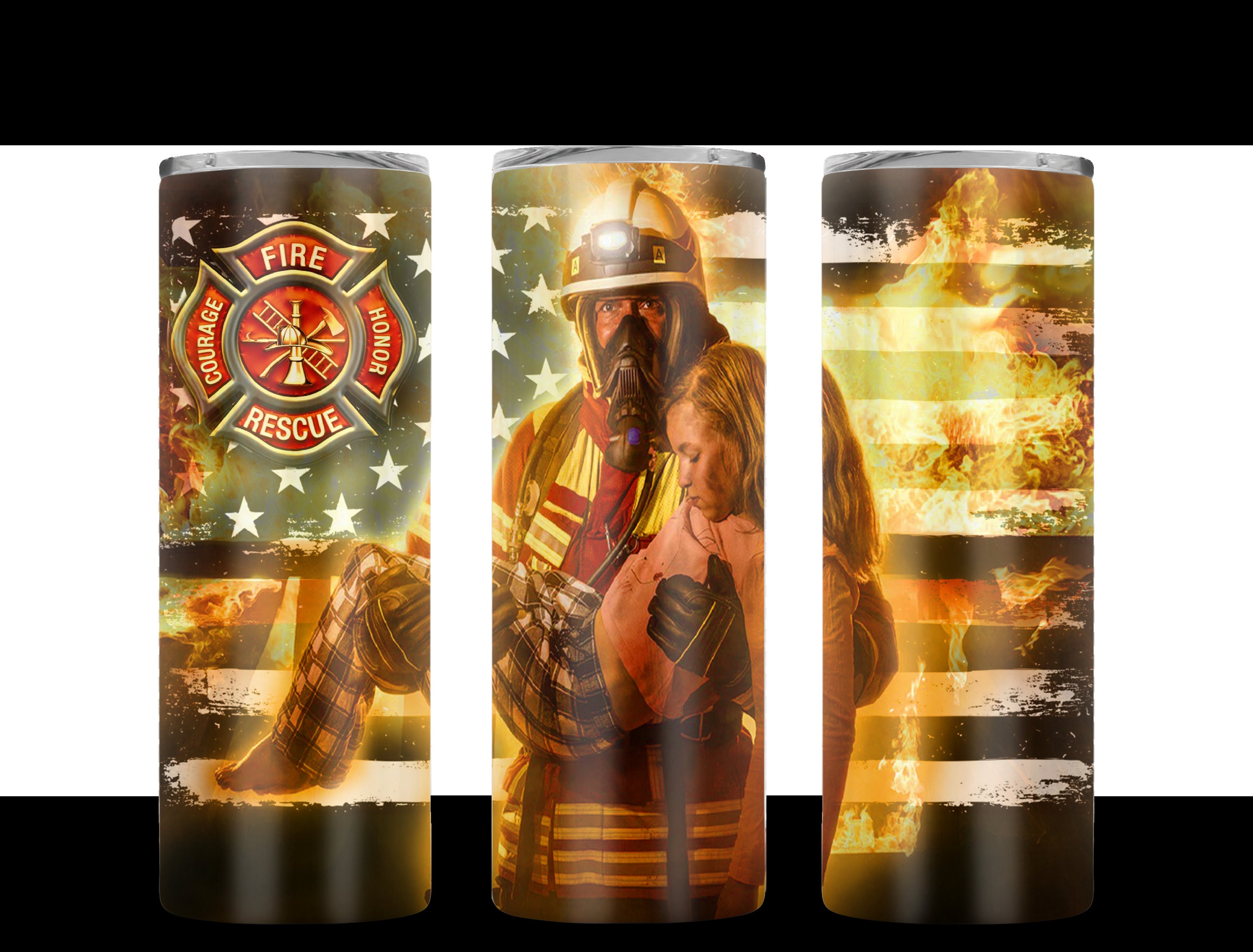 Fireman Firefighter Ready to Press Sublimation Tumbler Transfers Red ...