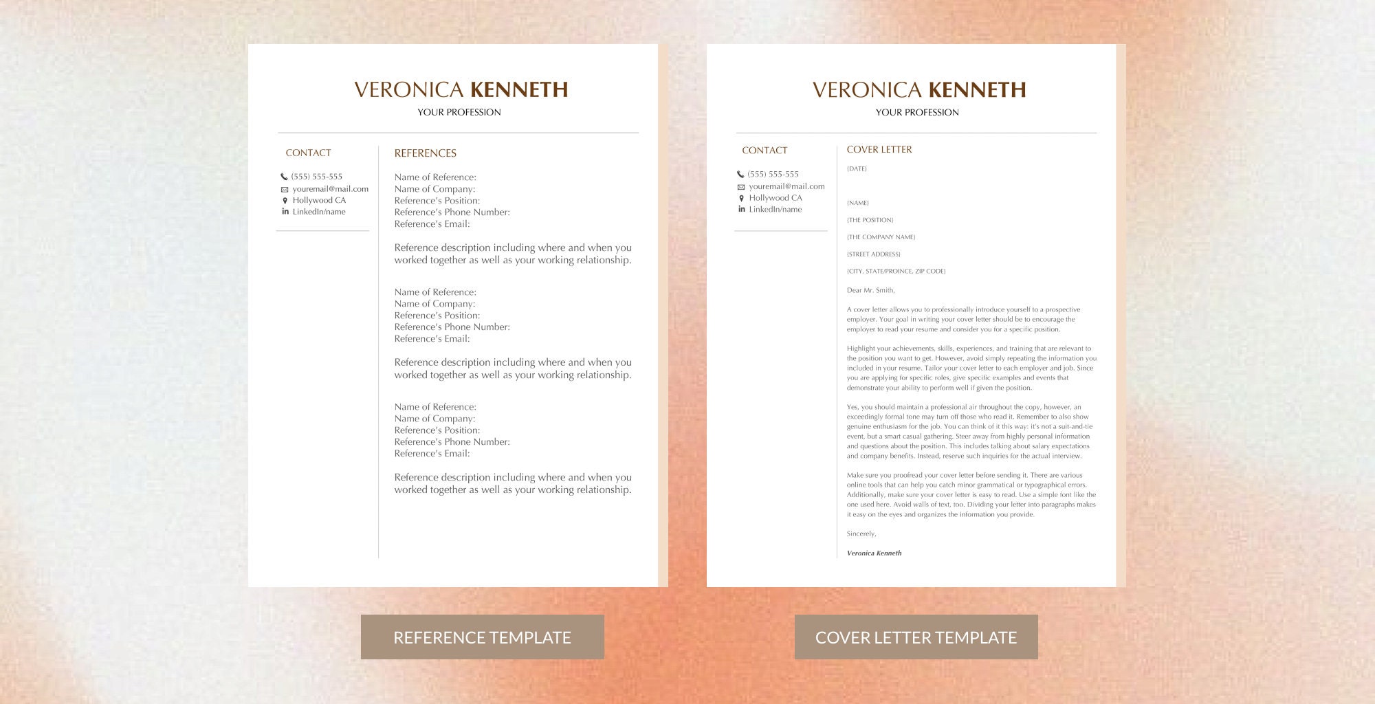 Modern Professional Resume Template for Word, Google Docs - Etsy