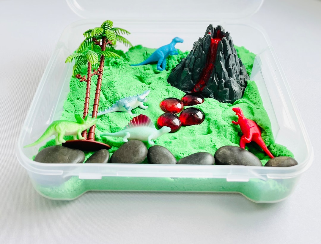 Dino Kinetic Sand Sensory Bin - Etsy