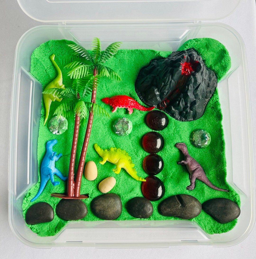 Dino Kinetic Sand Sensory Bin - Etsy