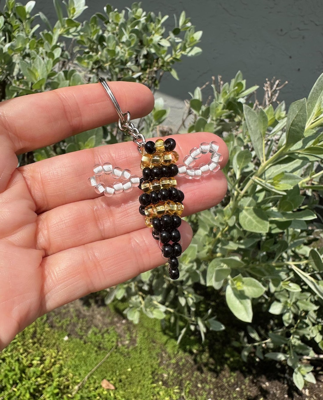 Handmade Fancy Beaded Glass Bumble Bee Keychain Bumble Bee Purse Charm, Backpack Charm, Kawaii ...