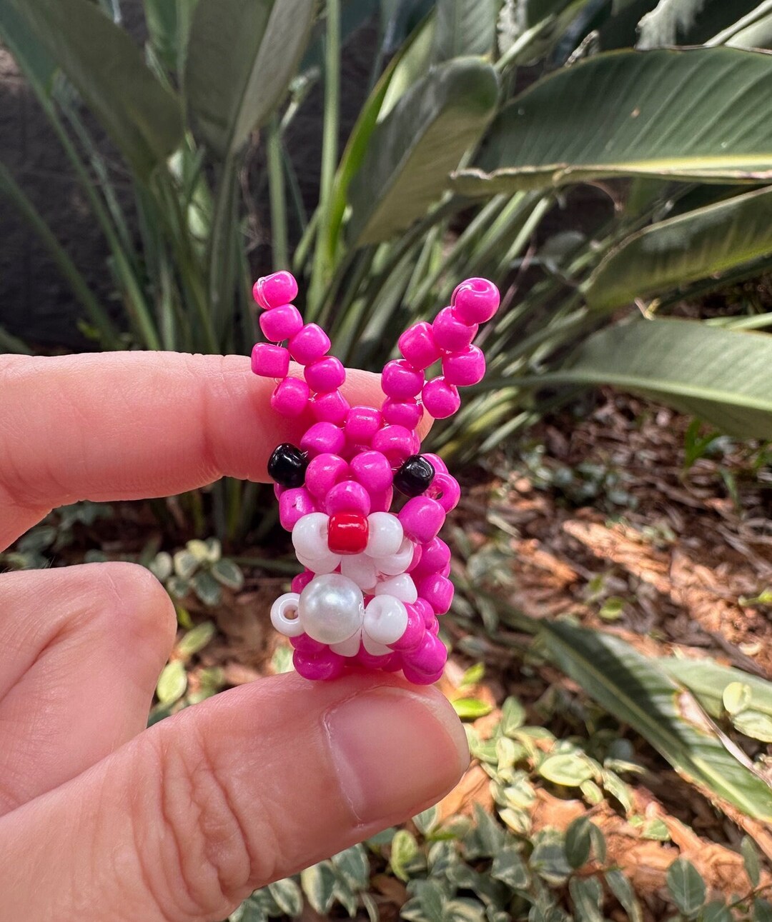 Beaded Easter Bunny Figurine, Bright Pink Easter Rabbit , Amigurumi ...