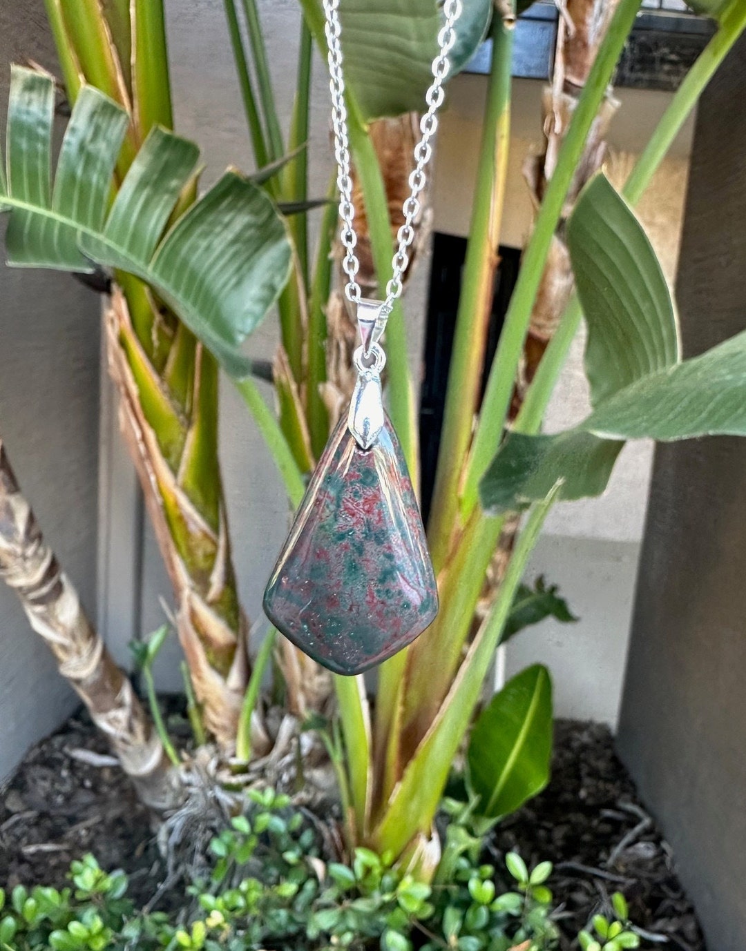 Natural Indian Bloodstone Shield Pendant Genuine Indian Bloodstone ...