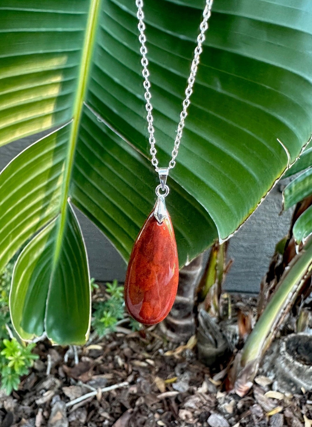 Indian Bloodstone Teardrop Pendant: Natural Healing Necklace - Etsy