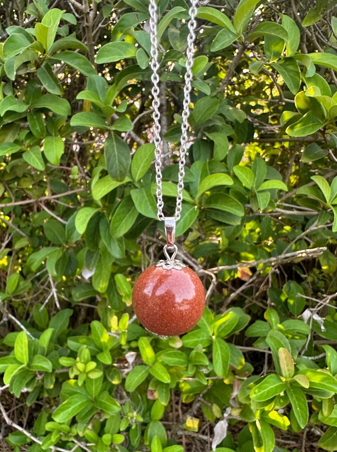 Goldstone Ball Pendant Gold Stone Crystal Necklace Sacral Chakra ...