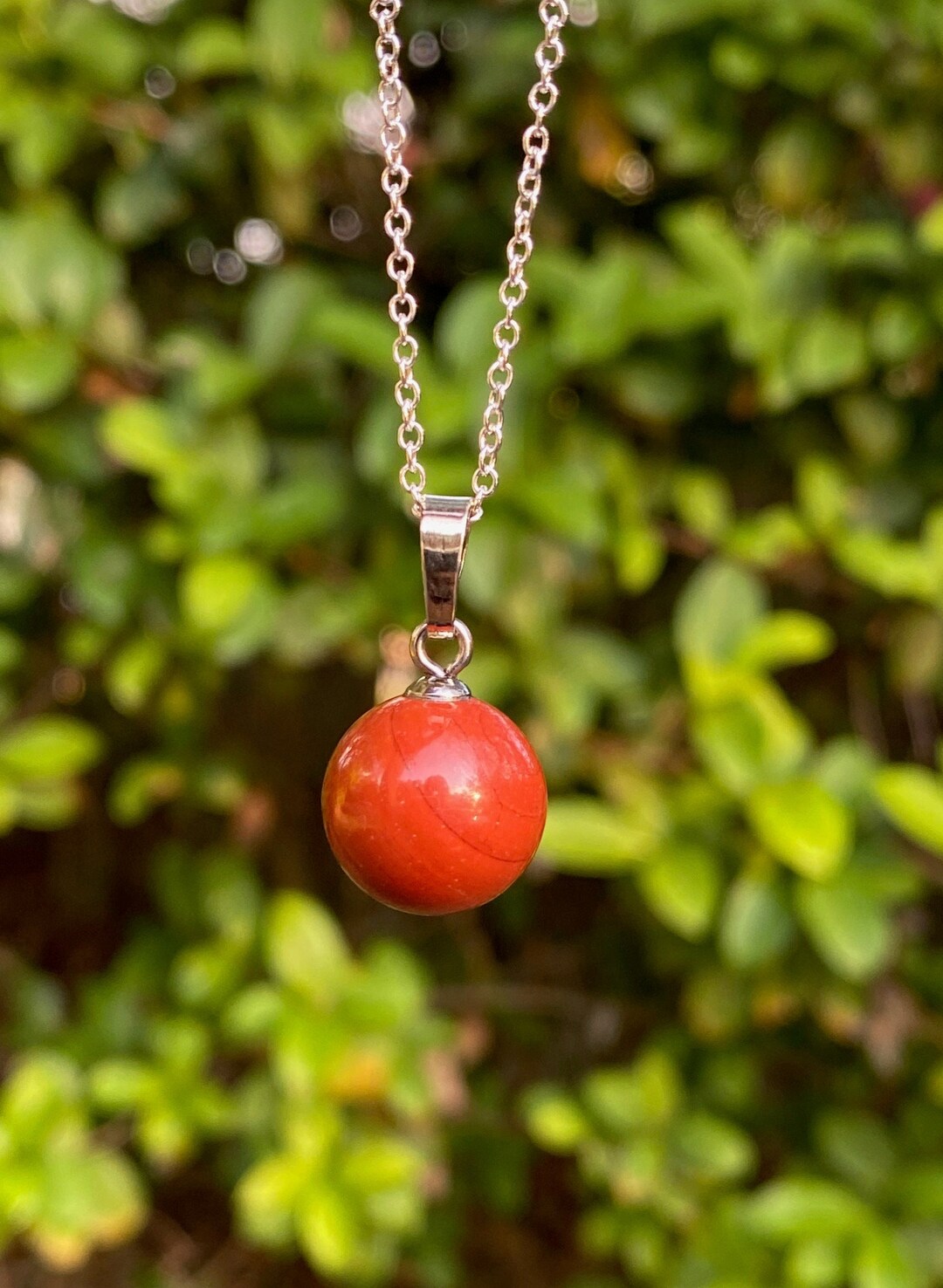 Dainty Red Jasper Ball Pendant Genuine Red Jasper Crystal Necklace Root ...