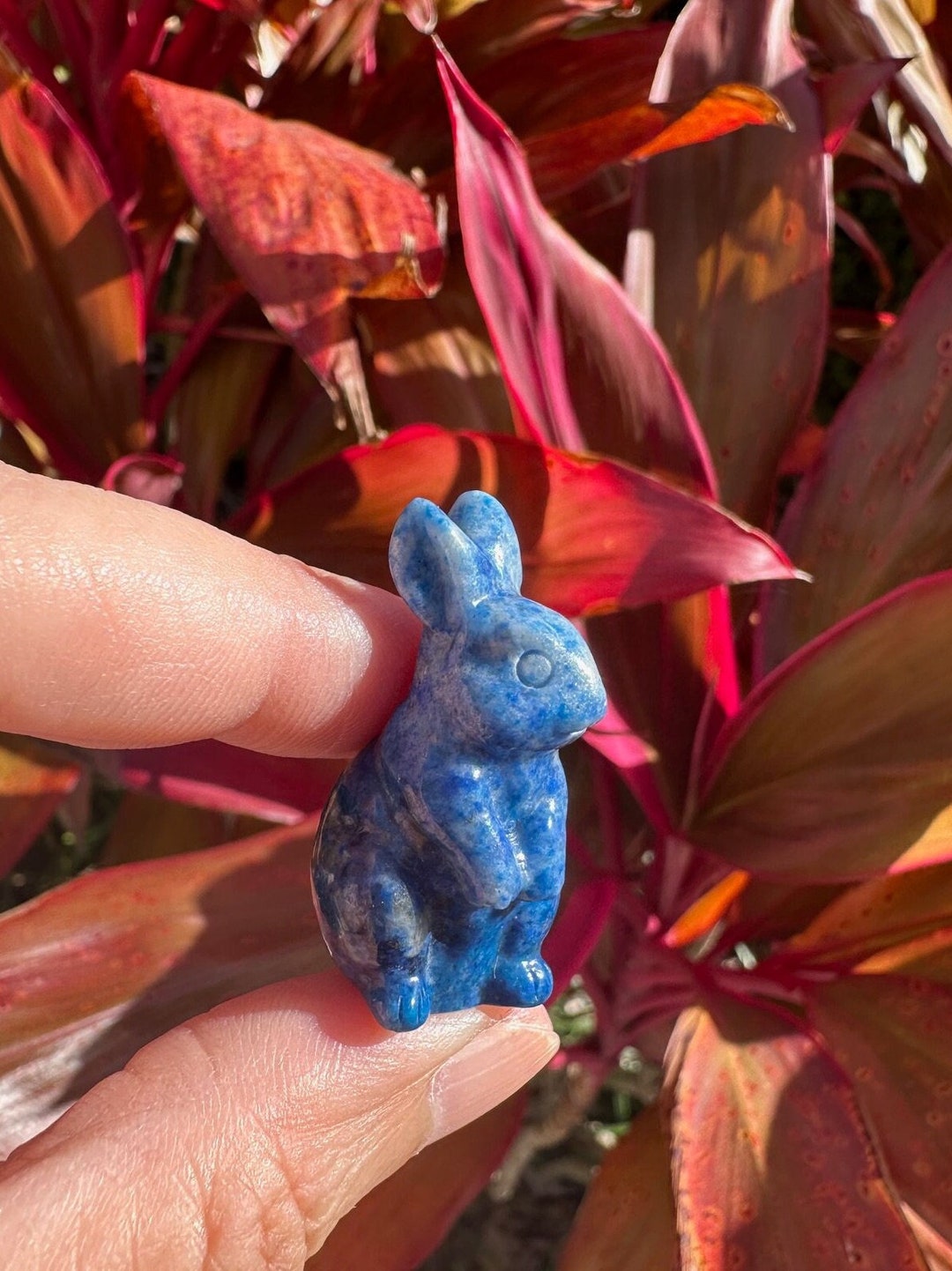 1.3 Inch Rabbit Figurine Blue Spot Jasper Rabbit Statue Gorgeous Rabbit ...