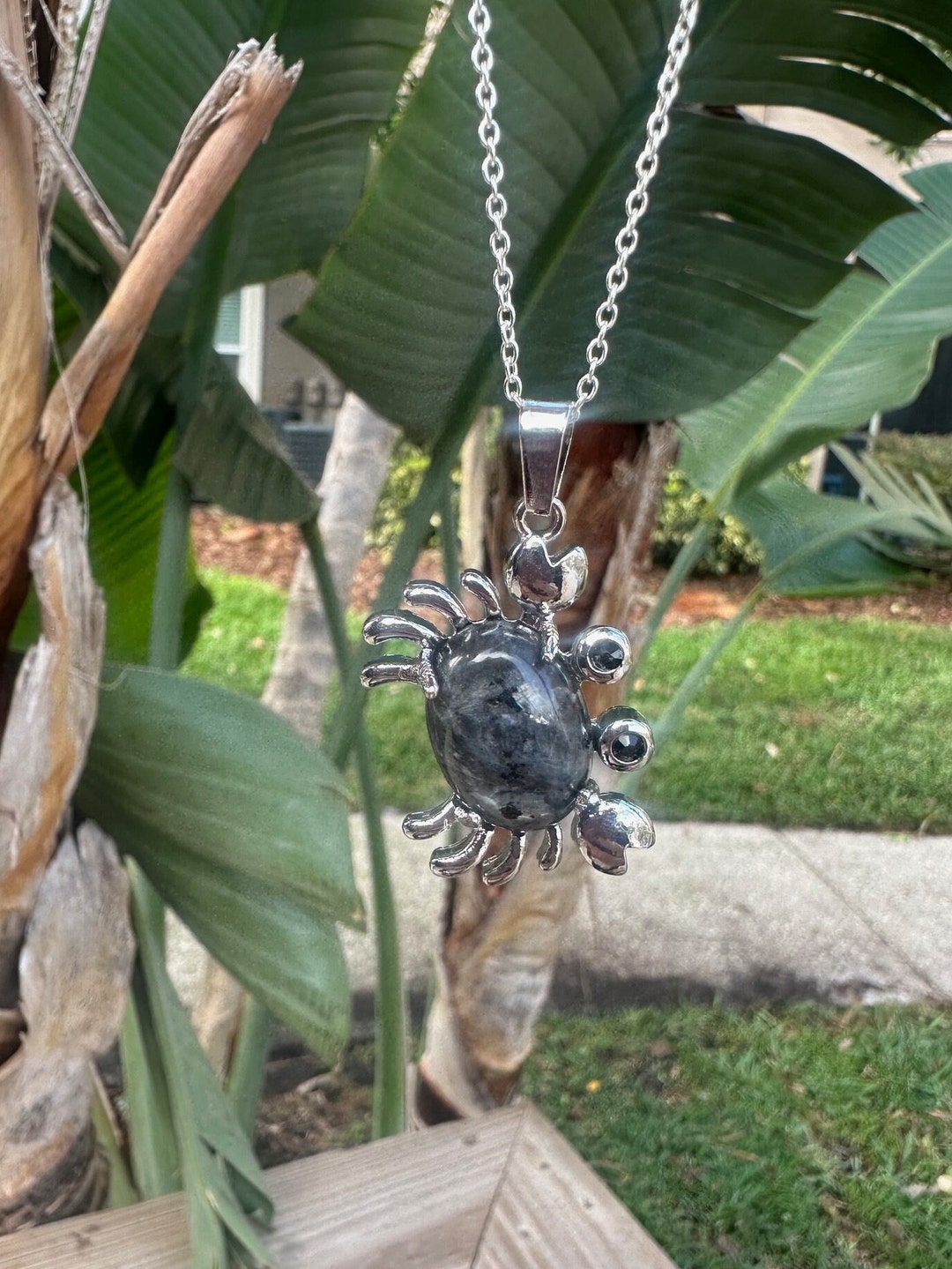 Dainty Larkivite Crab Pendant Larkivite Necklace Chakra Healing Crystal ...