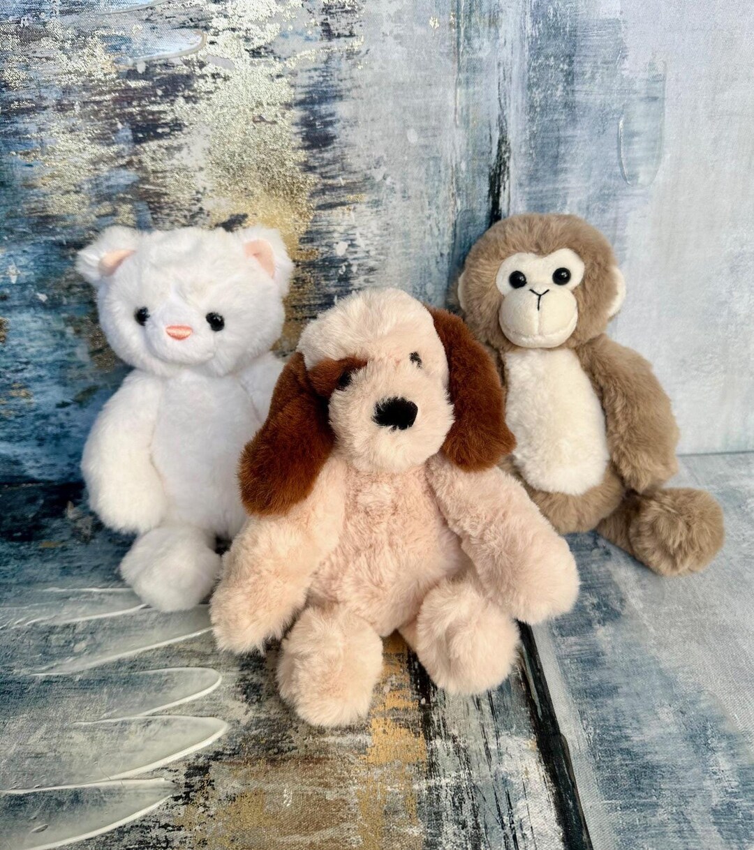 Cat, Dog, and Monkey Friends Plushie Gift Set Plush Toy Gift Set - Etsy