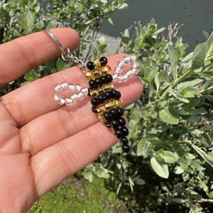 Handmade Fancy Beaded Glass Bumble Bee Keychain Bumble Bee Purse Charm, Backpack Charm, Kawaii ...