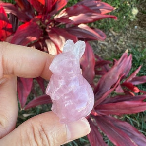 1.5 Inch Rose Quartz Crystal Bunny Rabbit Rose Quartz Bunny Figurine ...