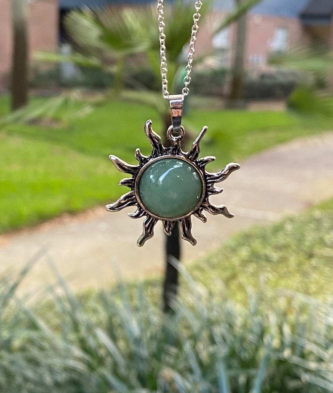 Green Aventurine Sun Pendant Gorgeous Green Aventurine Necklace Man ...