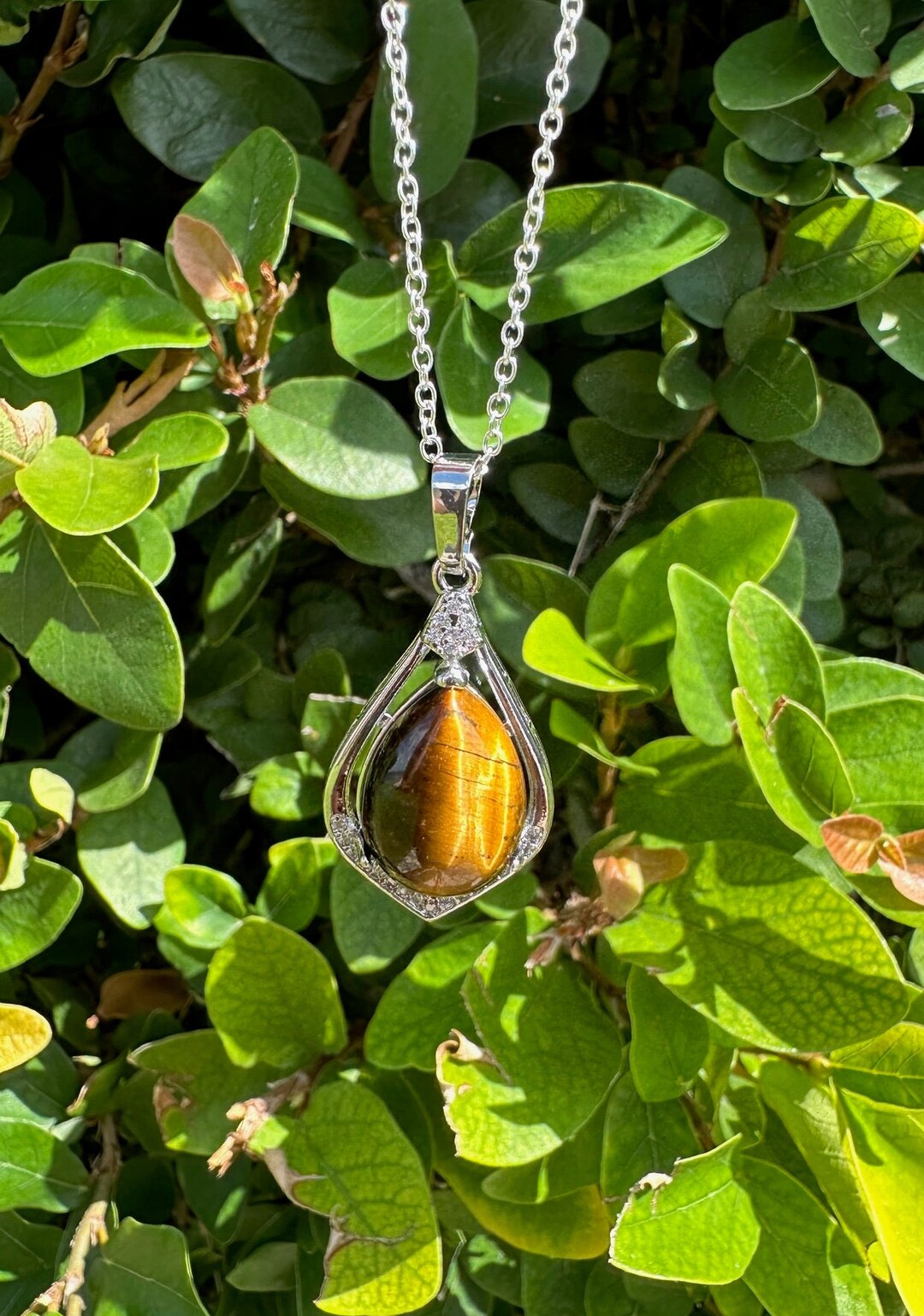 Tiger Eye Rhombus Pendant Rhombus Necklace Heart Chakra Healing - Etsy