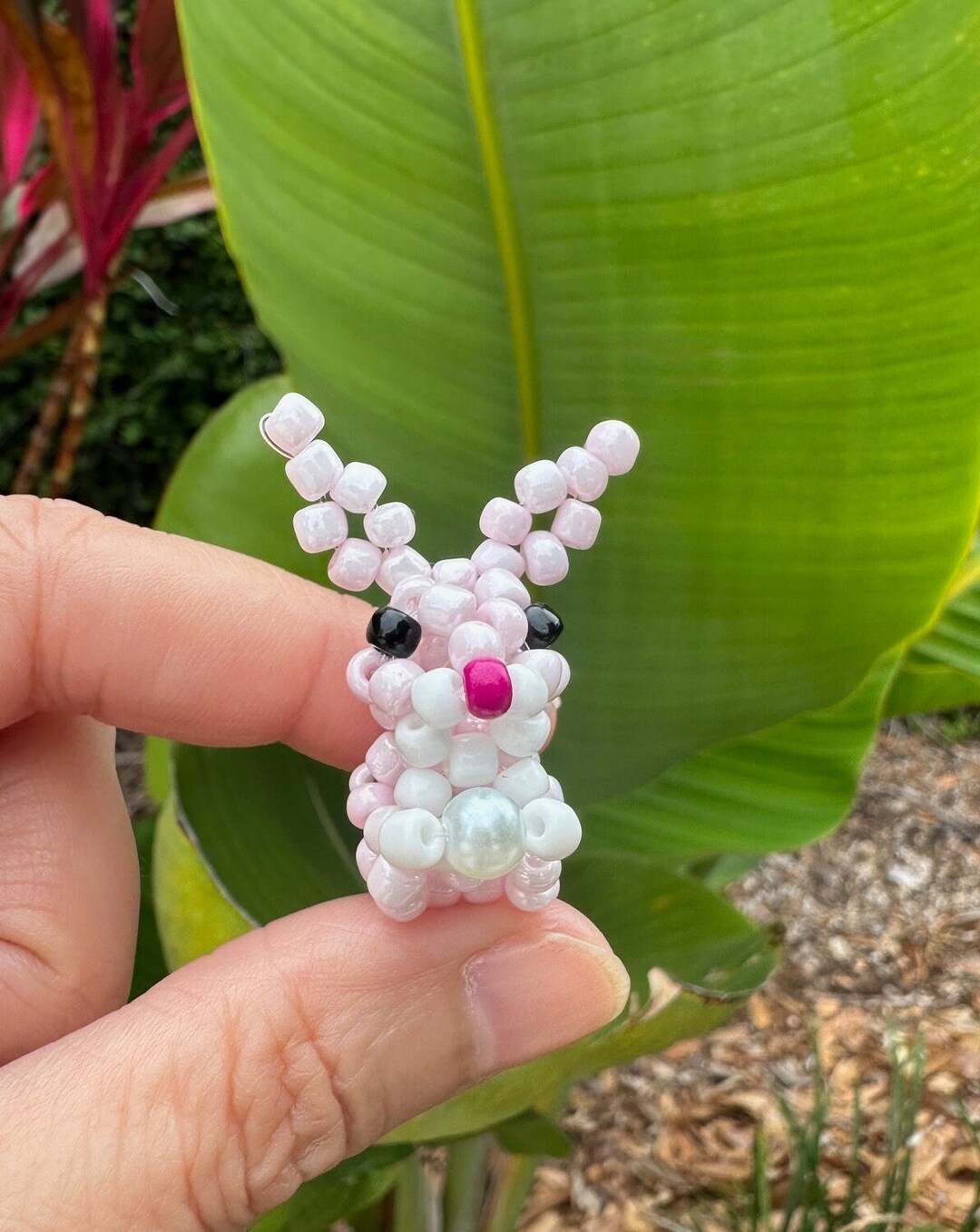 Beaded Easter Bunny Figurine, Baby Pink Easter Rabbit , Amigurumi Bunny ...
