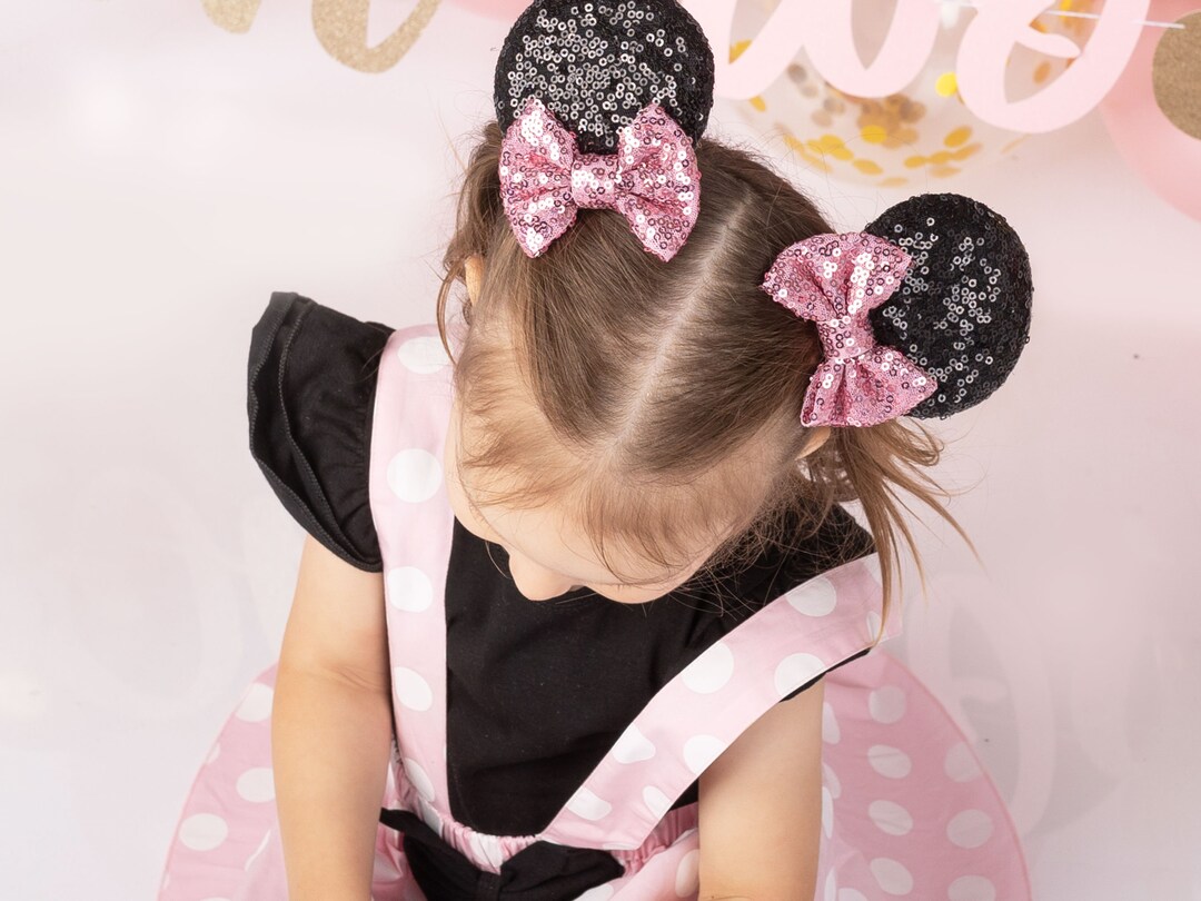 Mouse Ears Hair Clips Sequin Minnie Hair Clips Oh Twodles - Etsy