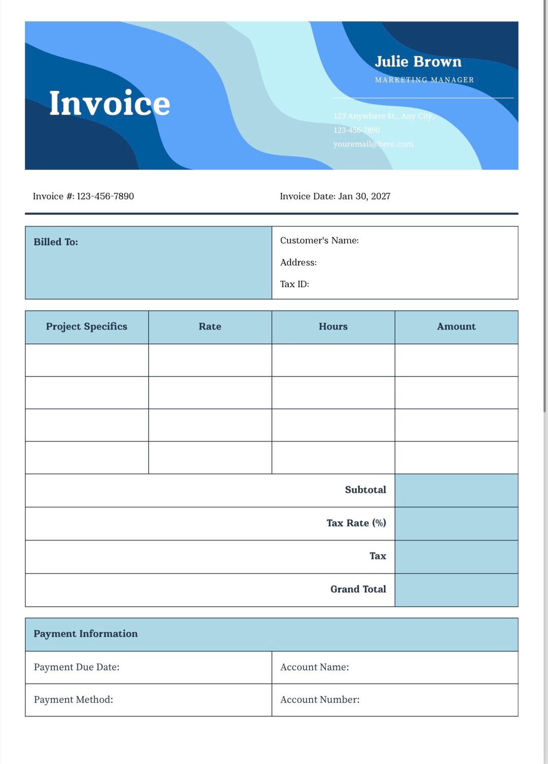 Professional Invoice Template for Small Business | Customizable PDF ...
