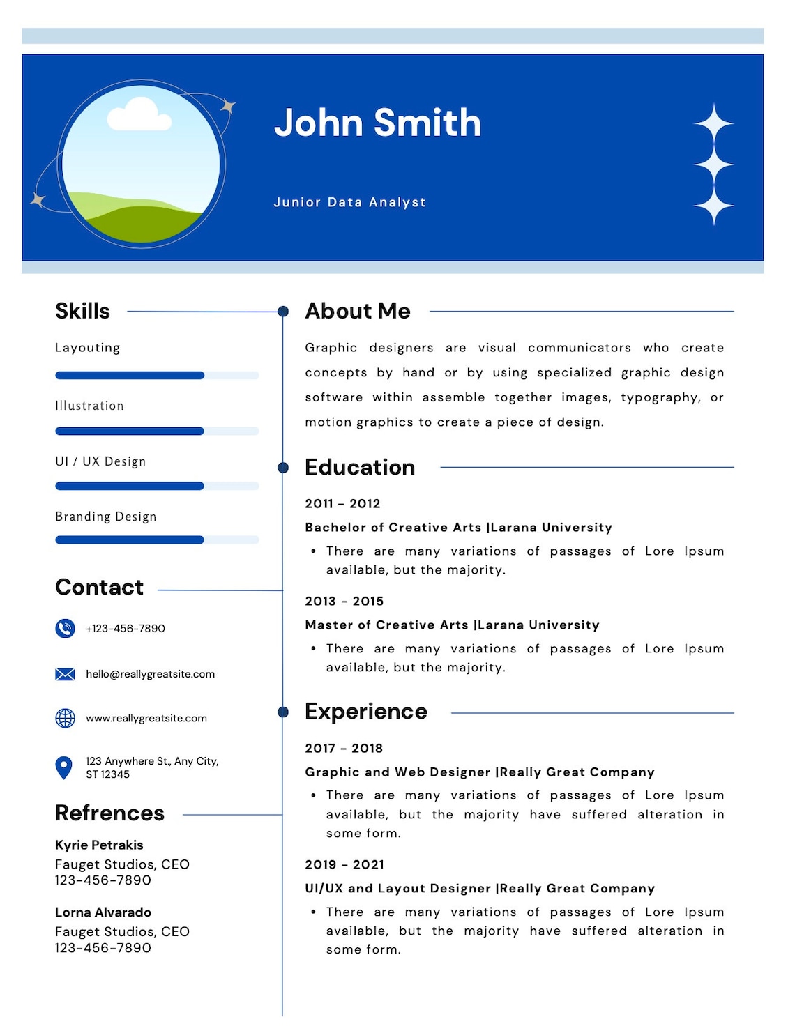 Blue Modern Resume Templates, Minimalist & Professional Resume, Simple ...