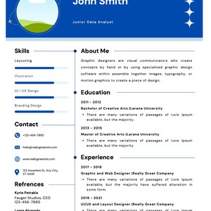 Blue Modern Resume Templates, Minimalist & Professional Resume, Simple ...