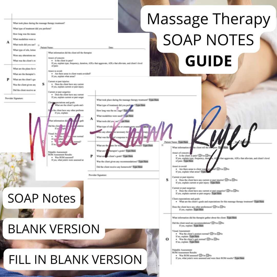 Massage Therapy SOAP Notes Guide, SOAP Notes Guide That Helps Massage ...