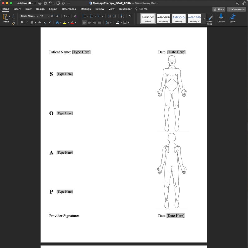 TYPE SOAP Notes, SOAP Charting, Massage Therapy, Intake Forms, Fillable ...