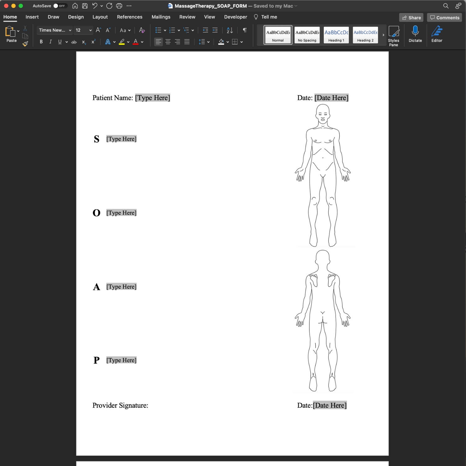 TYPE SOAP Notes, SOAP Charting, Massage Therapy, Intake Forms, Fillable ...