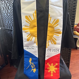 Philippines Filipino Flag Graduate Stole Flag 3 Stars and Sun ...